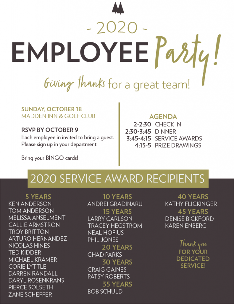 Employee Party Invite | Madden’s on Gull Lake